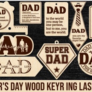 Father's Day Wood Keyring Laser Cut Fathers Day Wood Keyring Laser Cut ...