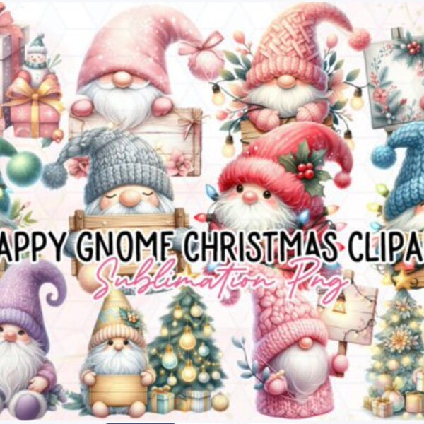 Gnome Christmas Clipart - Etsy