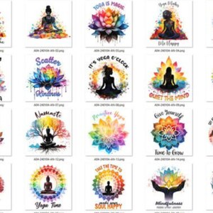 Yoga Serenity Art Design Bundle Blissful Yoga Watercolor Clipart Bundle ...