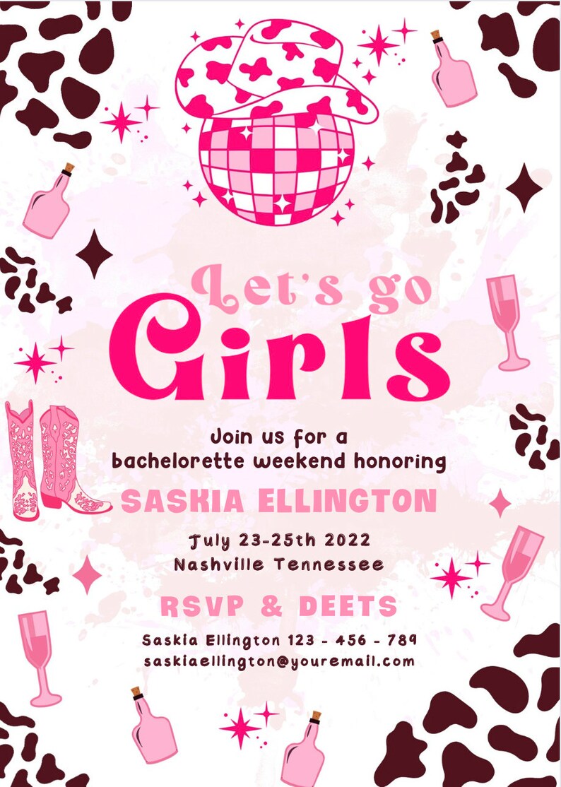 Let's Go Girl Bachelorette Invitation Let's Go Girls Nashville ...