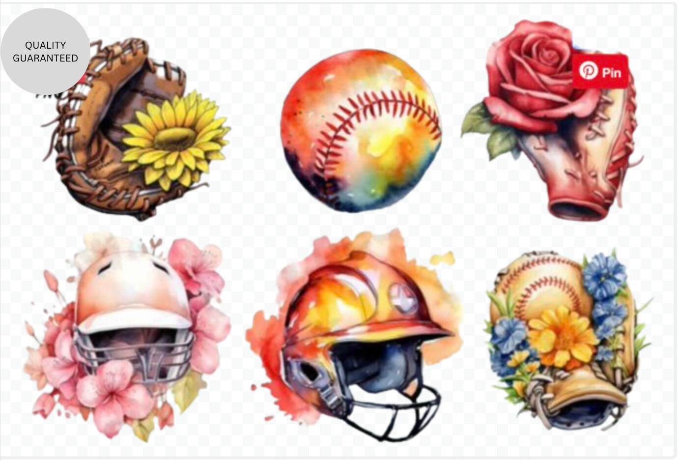 Softball Equipment Clipart PNG Graphics WATERCOLOR CLIPART, Softball ...