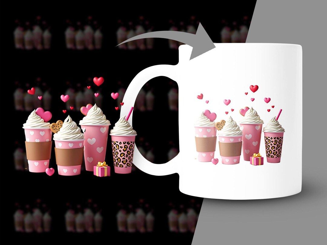Cute Coffee Love PNG, Sweet Milkshake Graphics, Valentine's Day Digital ...