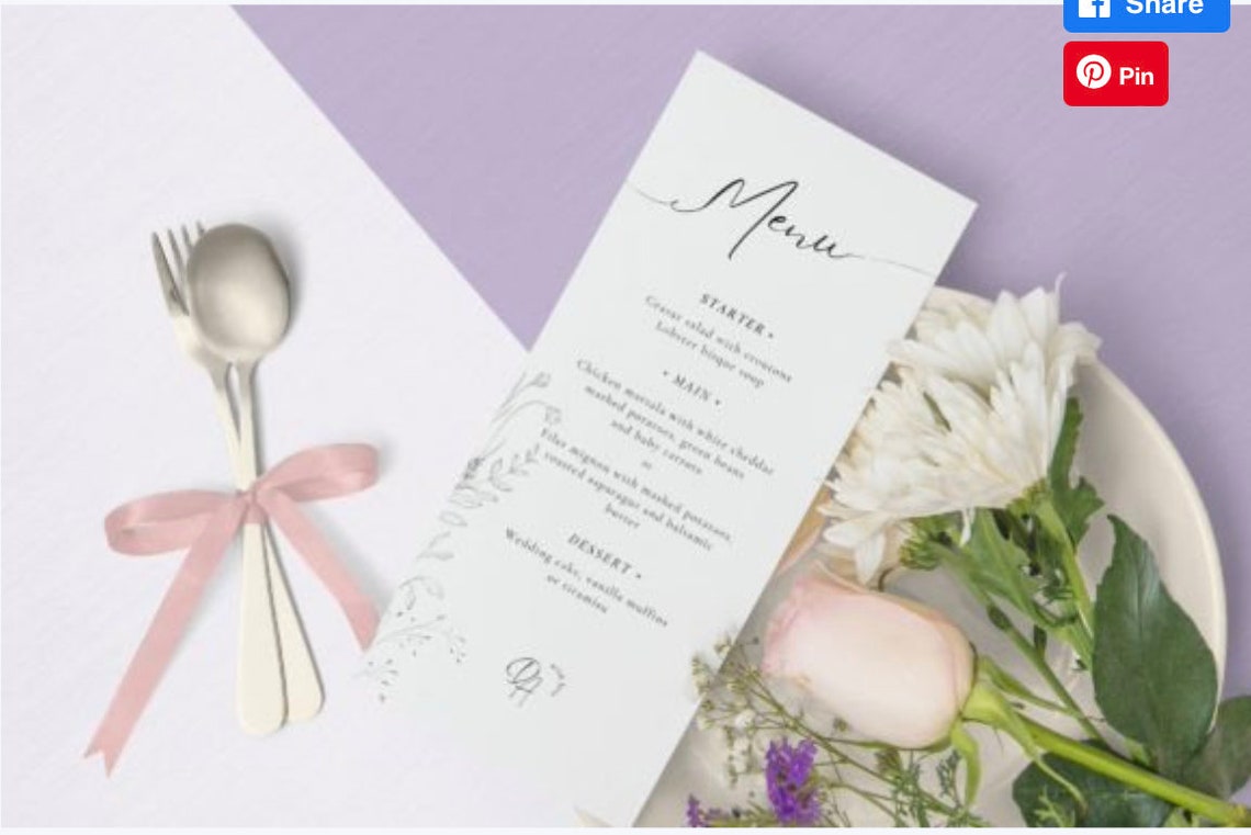 EDITABLE Wedding Menu Template Elegant Minimal Wedding Menu Template ...