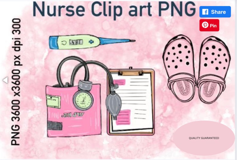 Nurse Elements Hand Drawn PNG Clipnurse Clipart Set, Medical Clipart ...