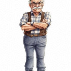 Grumpy Grandpa Sublimation Clipart Watercolor Funny Old Man Clipart ...
