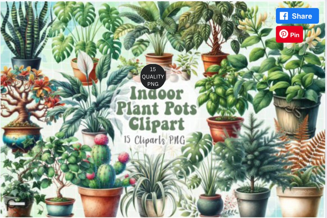 Indoor Plant Pots Clipart PNG Graphics Garden Pot Clipart Pottery ...
