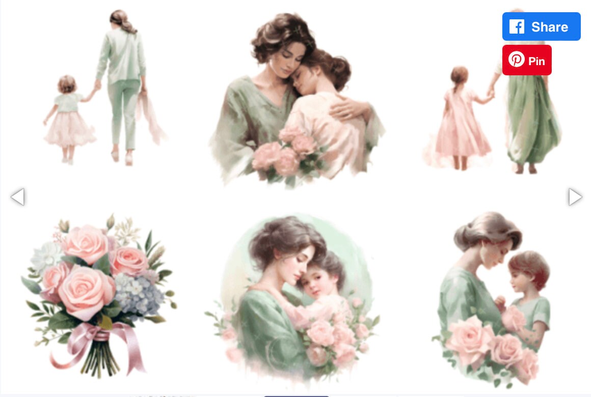 Watercolor Mothers Day Clipartmother Daughter Clipart Bundle, Family ...