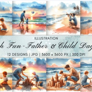 Beach Fun Father and Child Png Father and Son Clipart Bundle Dad and ...