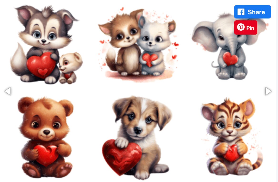 Animals Hugging Heart Clipart Romantic Animal Clipart Romantic Couple ...
