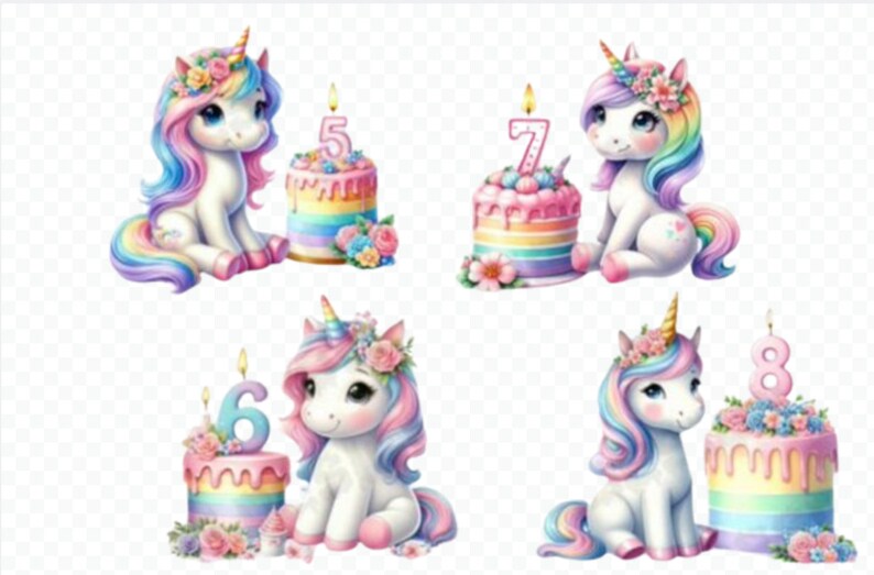 Unicorn Birthday Sublimation Clipart PNG Unicorn Clipart Bundle Magic ...