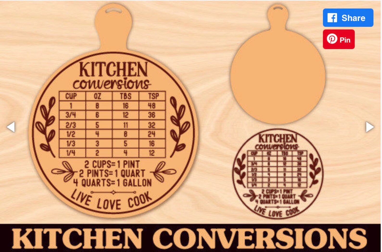Kitchen Conversions Laser Cut Bundle Kitchen Measurement Conversions ...