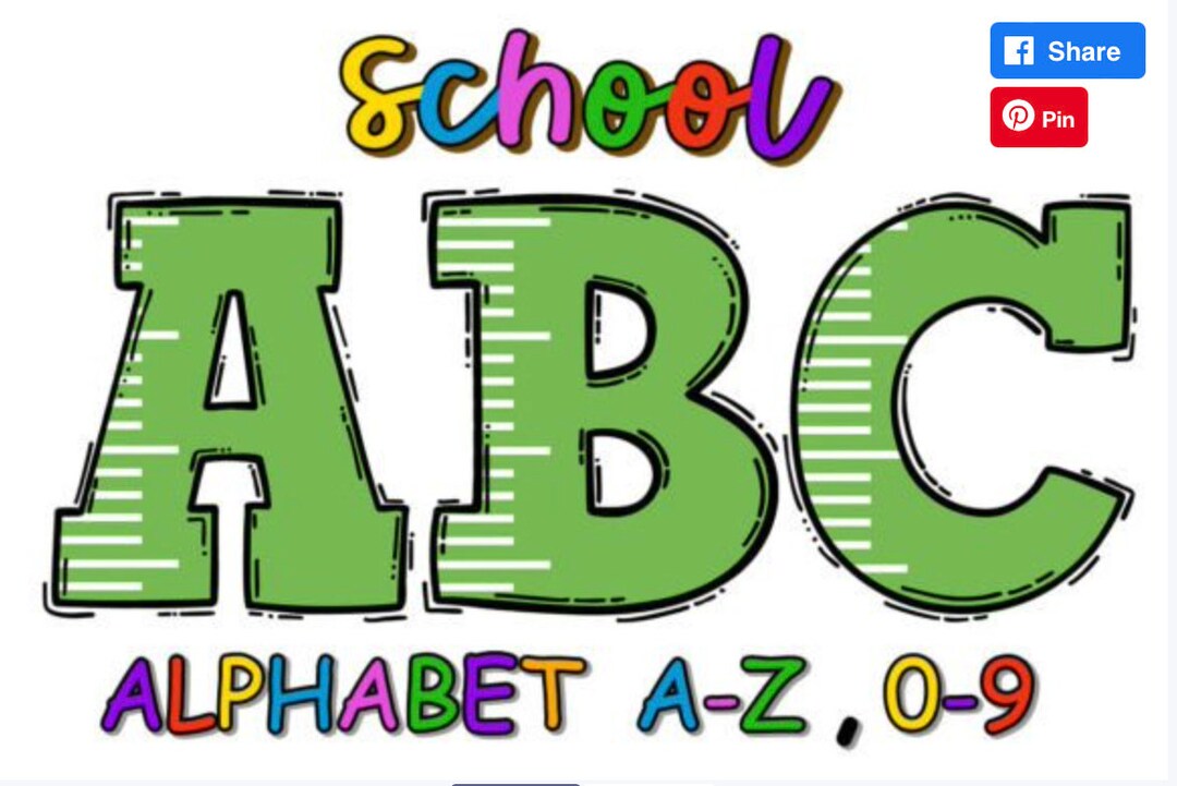 Ruler School Alphabet Doodle Letters Back to School PNG Alphabet Bundle ...