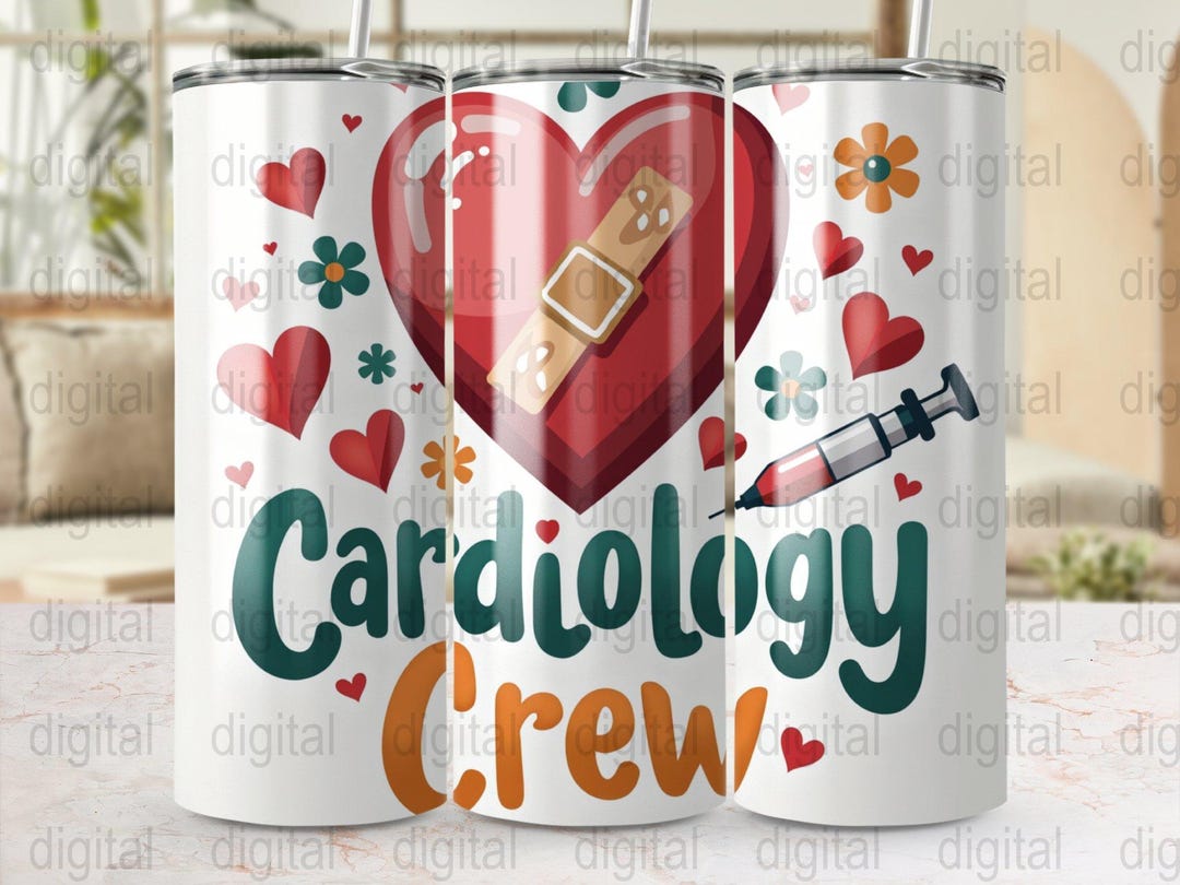 Cardiology Crew Tumbler Wrap, Heart Bandage Design (20oz PNG Digital ...