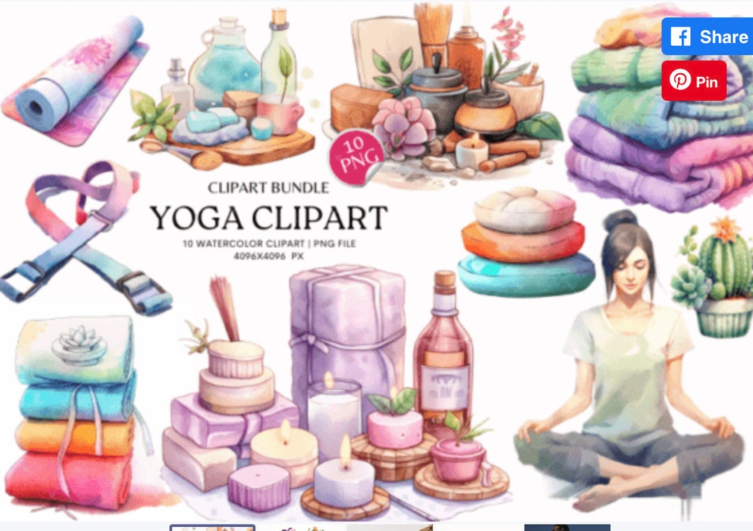 Cute Watercolor Yoga Clipart Bundle Yoga Watercolor Clipart Bundle 10 ...