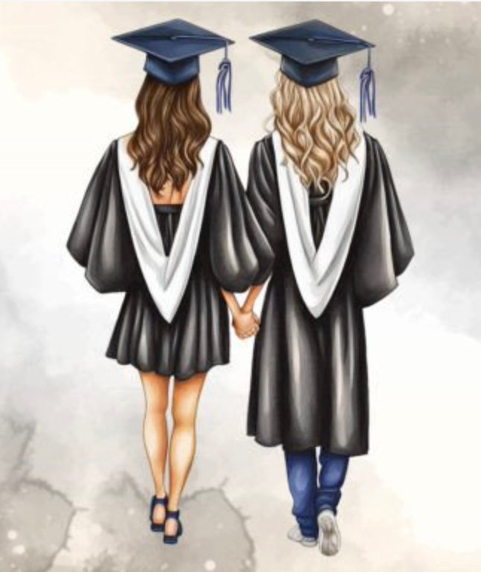 Graduation Couple Watercolor Clipart Watercolor Graduation Collection ...