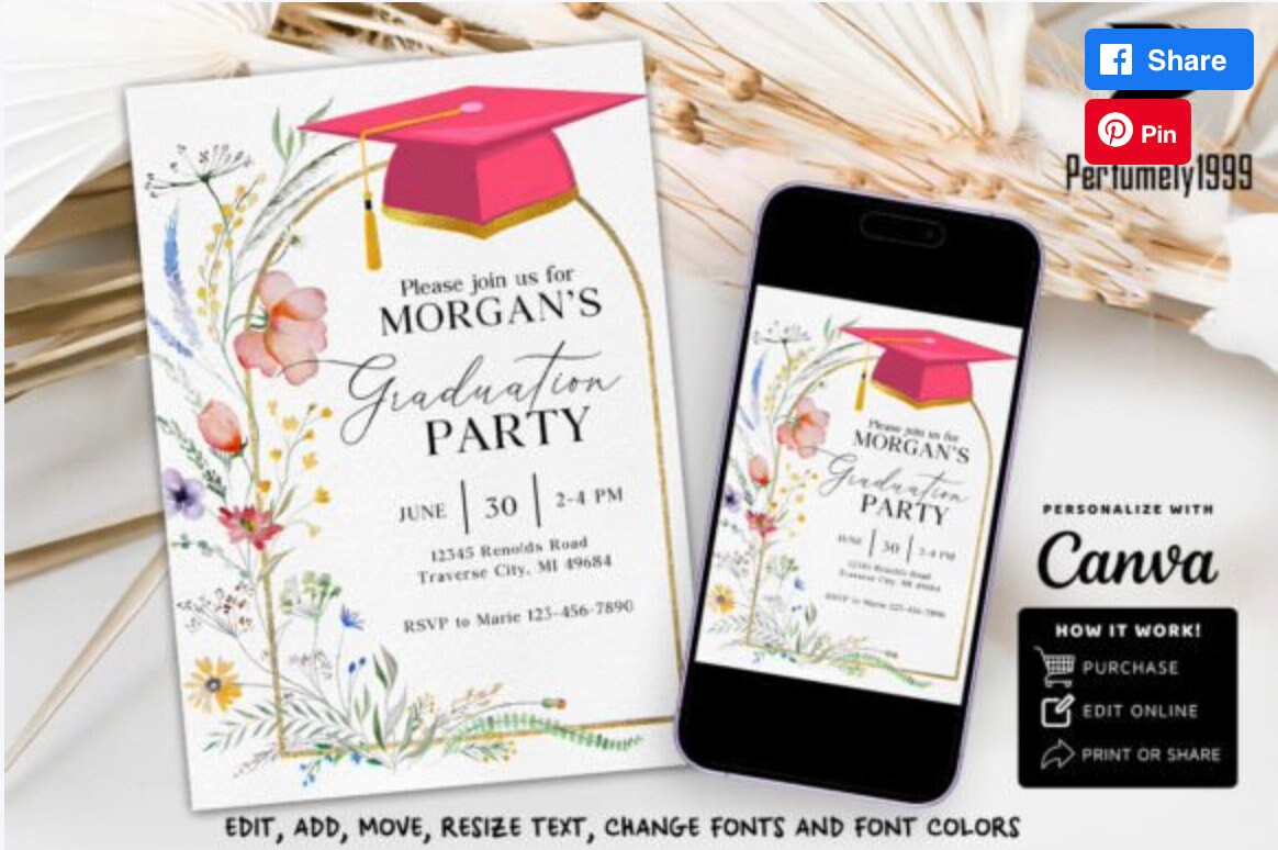 College Graduation Template Canva Graduation Invitation Bundle ...