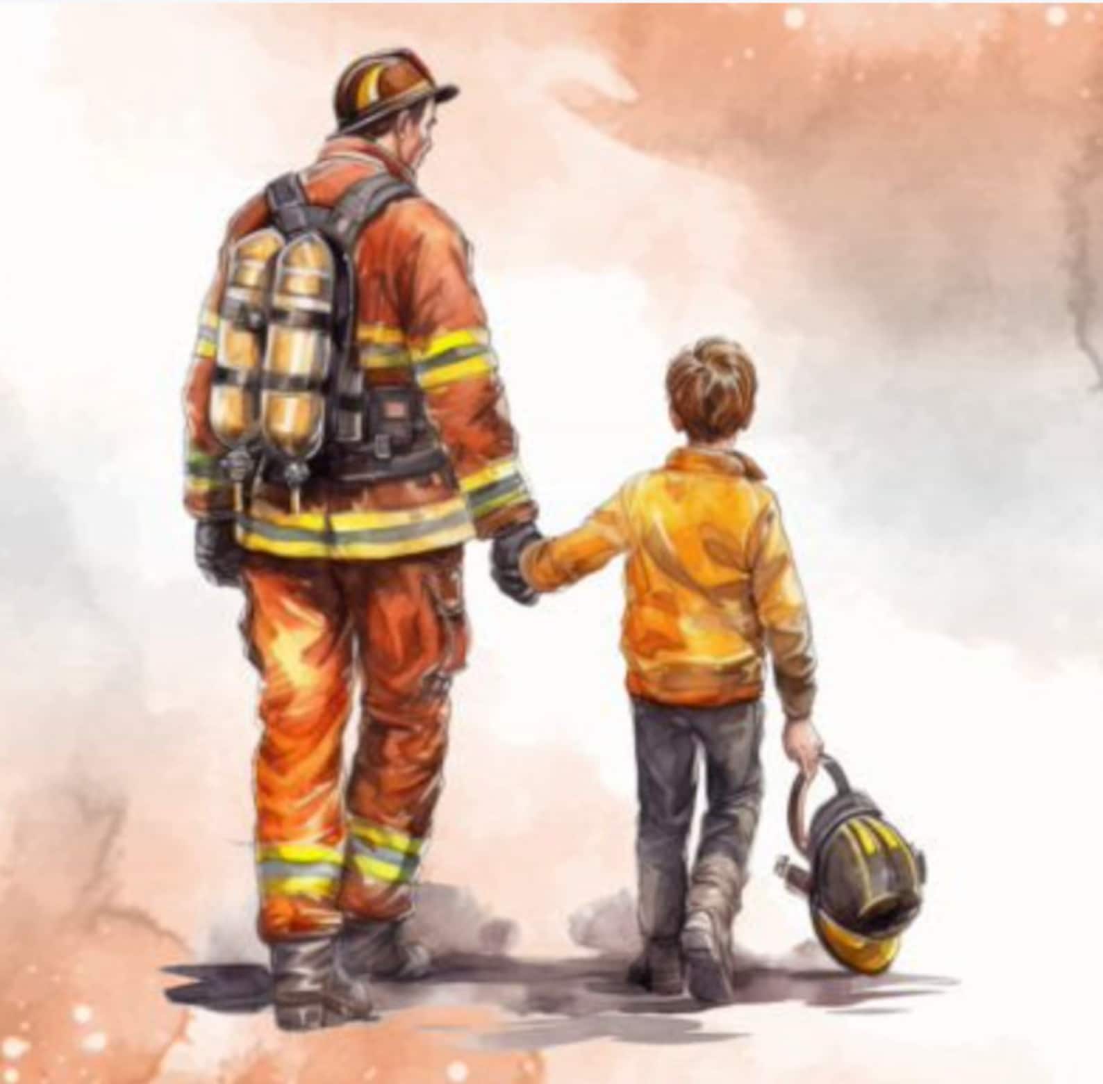 Father and Son Watercolor Clipart Bundle Father and Son Clipart Fireman ...