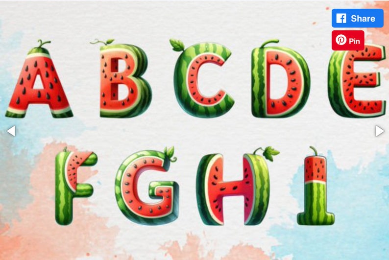 Watermelon Letters Sublimation Clipart Watermelon Letters PNG SVG ...