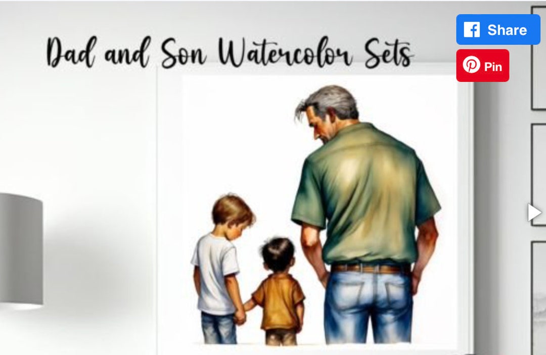 Dad and Son Watercolor Sets Clipart Watercolor Father and Son PNG ...