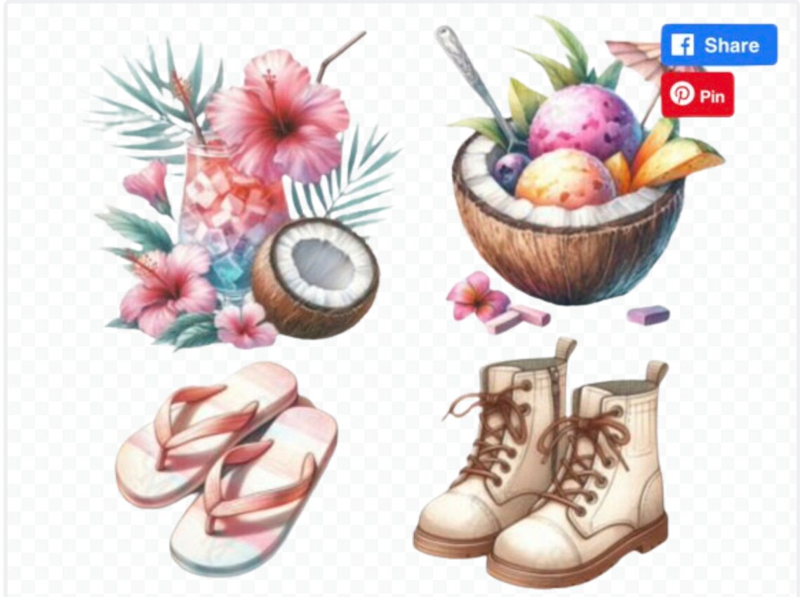 Vacation Summer Trip Clipart PNG Watercolor Island Adventure Clipart ...