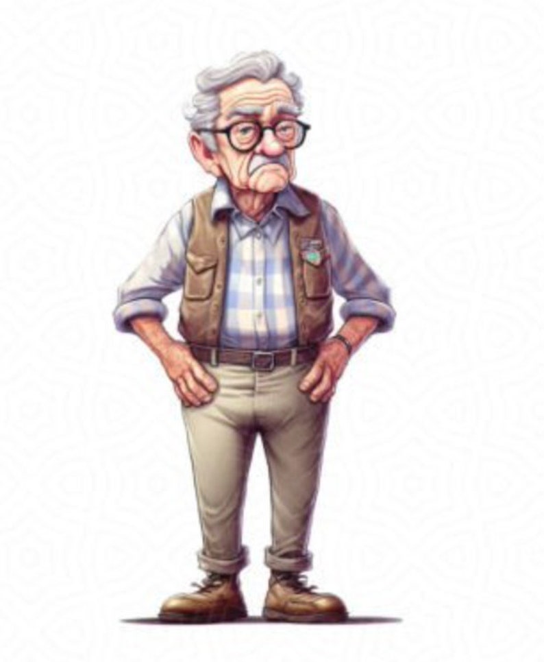 Grumpy Grandpa Sublimation Clipart Watercolor Funny Old Man Clipart ...