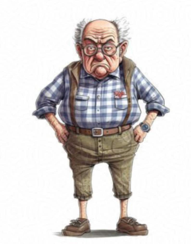 Grumpy Grandpa Sublimation Clipart Watercolor Funny Old Man Clipart ...