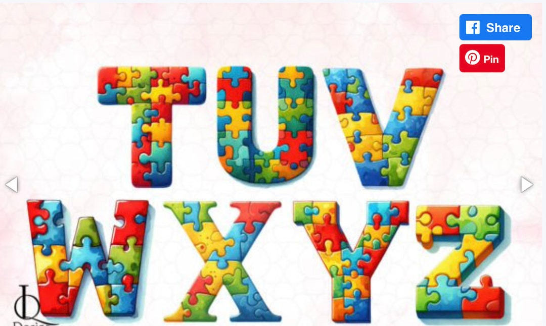 Autism Awareness Alphabet Clipart PNG Watercolor Autism Alphabet Png ...