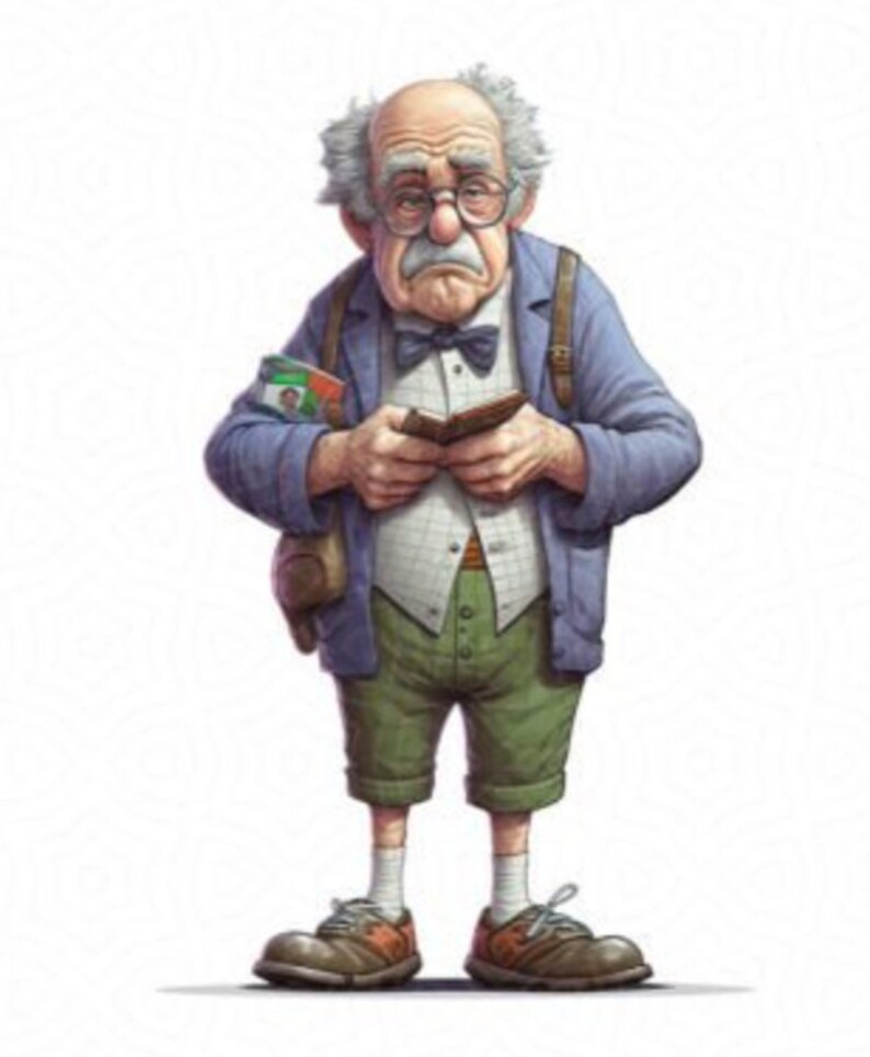 Grumpy Grandpa Sublimation Clipart Watercolor Funny Old Man Clipart ...