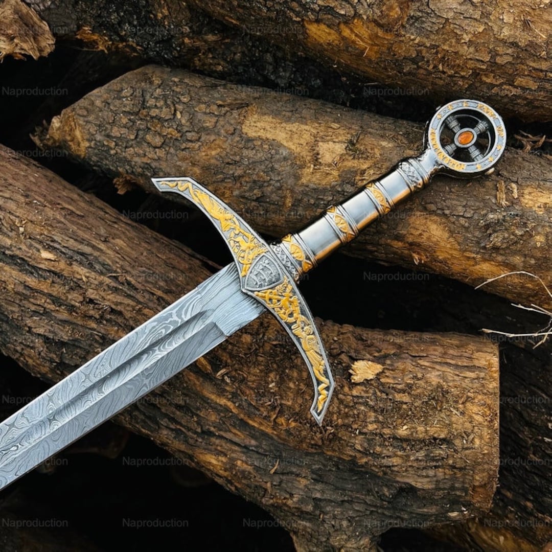Custom Damascus Sword Battle Ready Sword, HAND Forged Damascus Steel ...