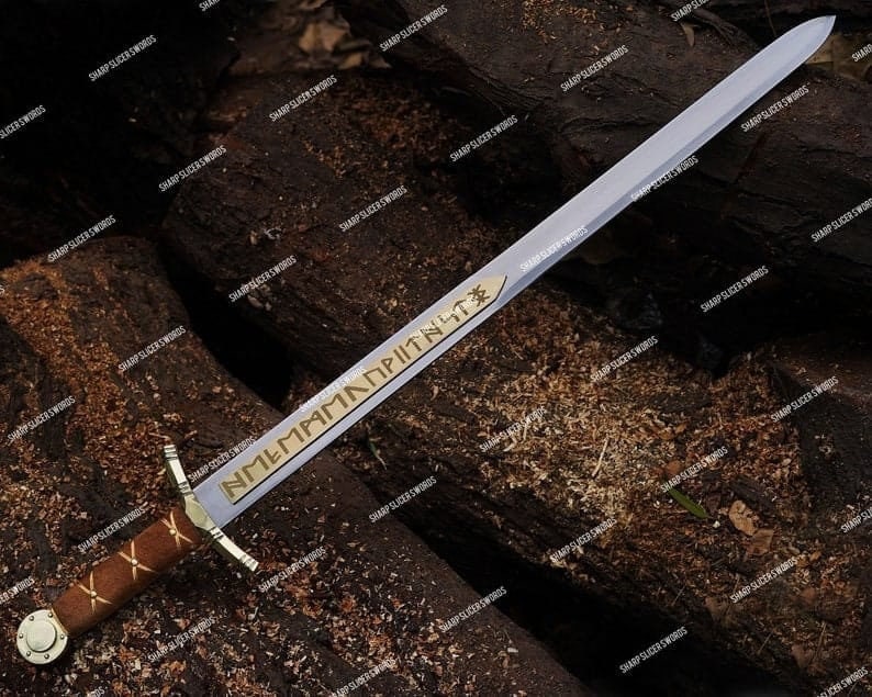Handmade Excalibur VIKING Sword Merlin Sword Carbon Steel Beautiful ...