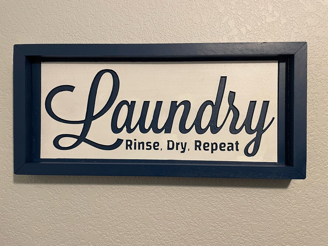 15 X 7 Inch Laundry Room Sign Custom Blue - Retro - Old School - Blue ...