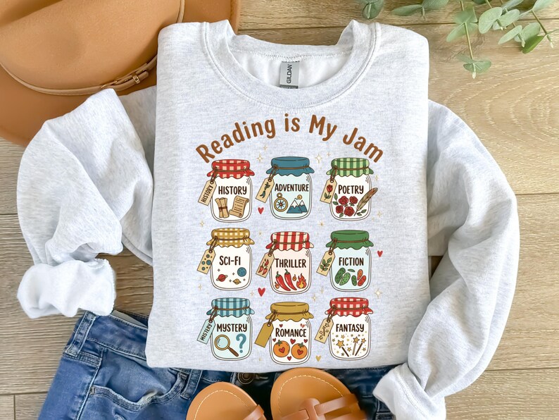 Reading is My Jam PNG | Cute Jam Jars Book Genres Clipart | Reading ...