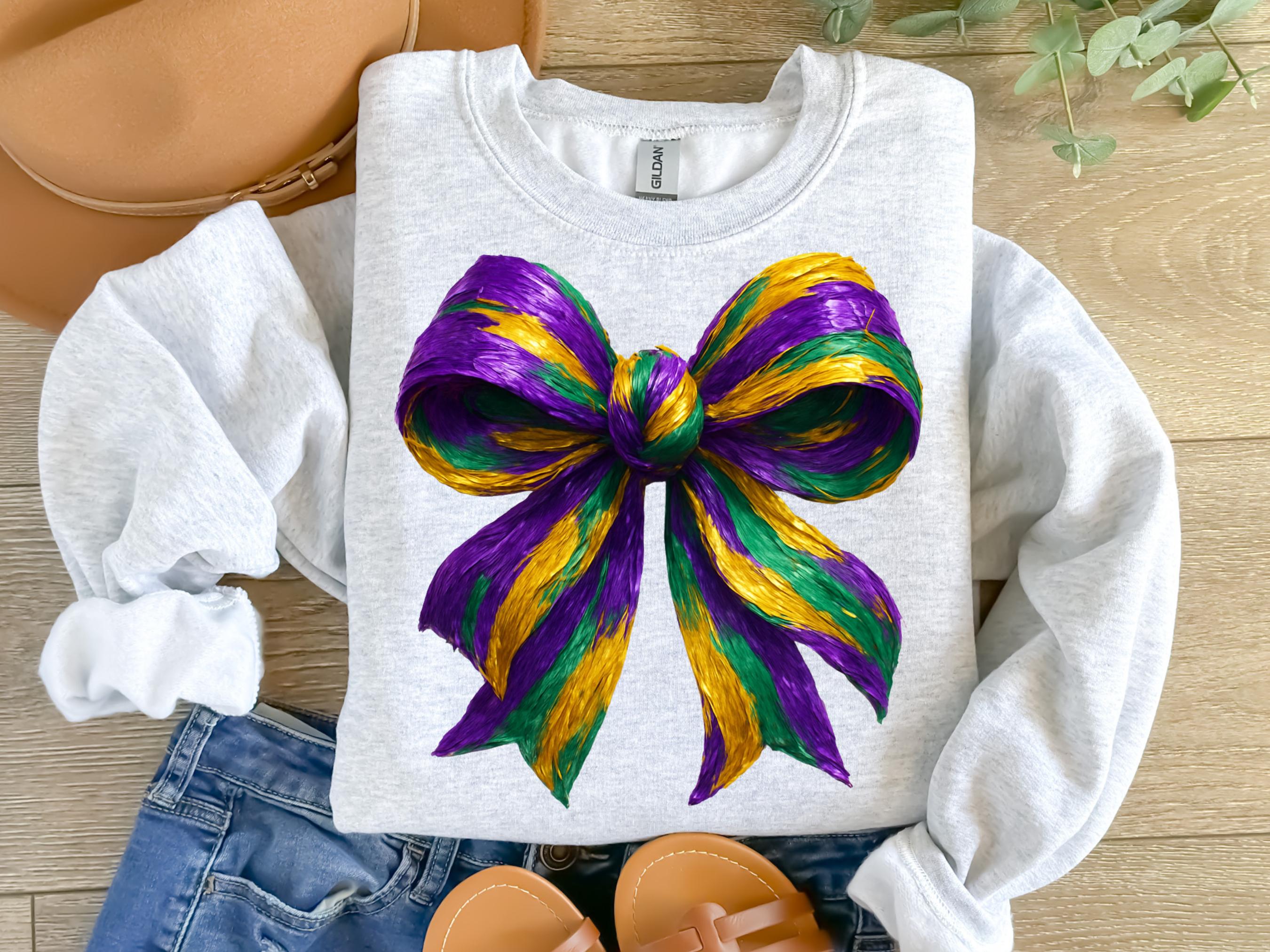 Mardi Gras Bow PNG Purple Green Gold Ribbon Clipart • Glossy Painted ...
