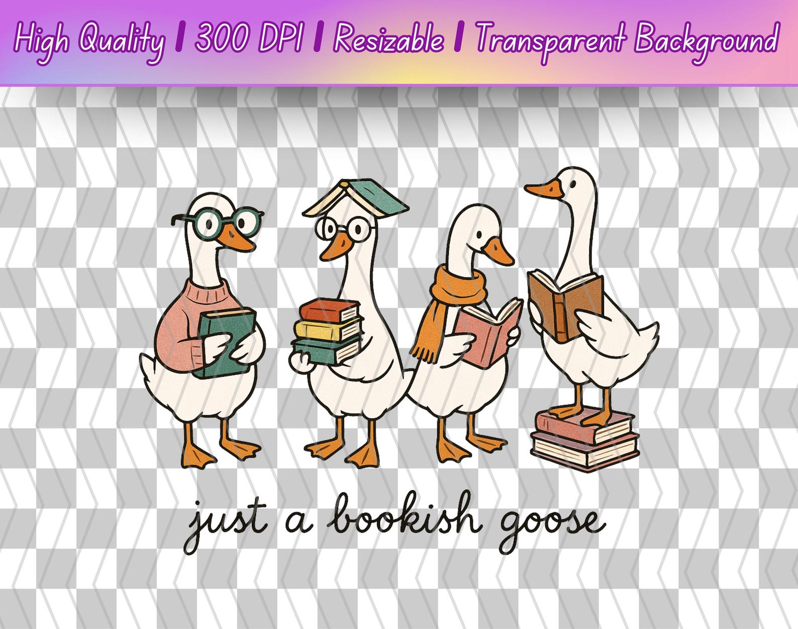 Bookish Goose PNG, Cute Reading Goose Clipart, Funny Literary Bird ...