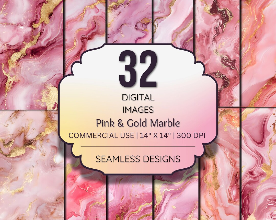 Pink Gold Marble Digital Paper - Seamless Blush Texture Backgrounds ...