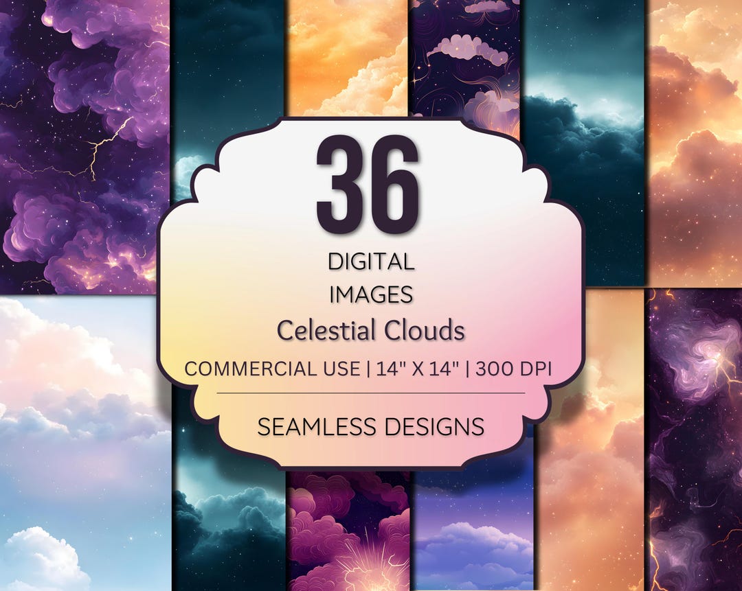 Celestial Cloud Digital Paper – Dreamy Sky Backgrounds, Galaxy Night ...