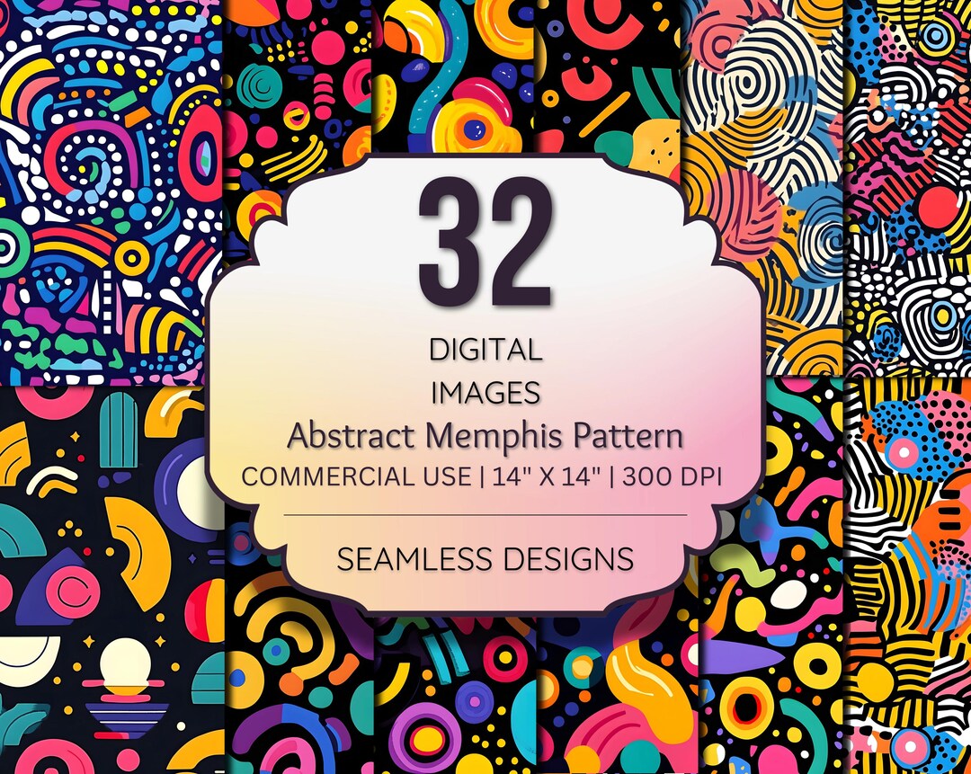 Abstract Memphis Pattern Digital Paper – Seamless Retro 80s Style ...