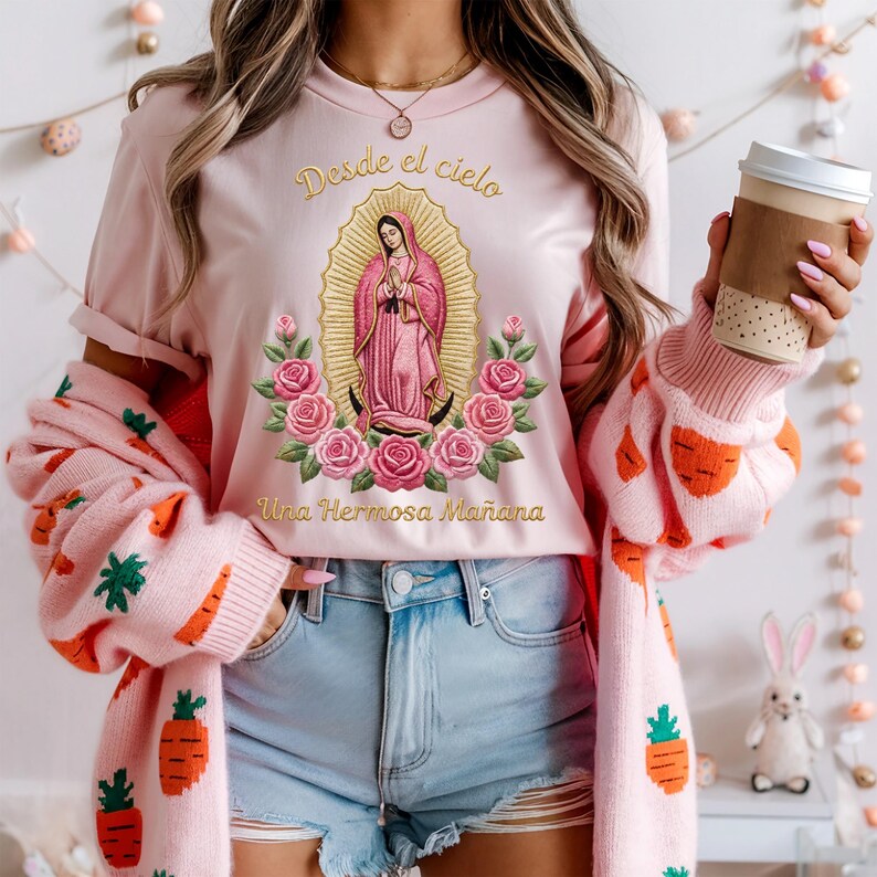 Desde El Cielo Una Hermosa Mañana PNG, Virgin Mary Embroidered Style ...