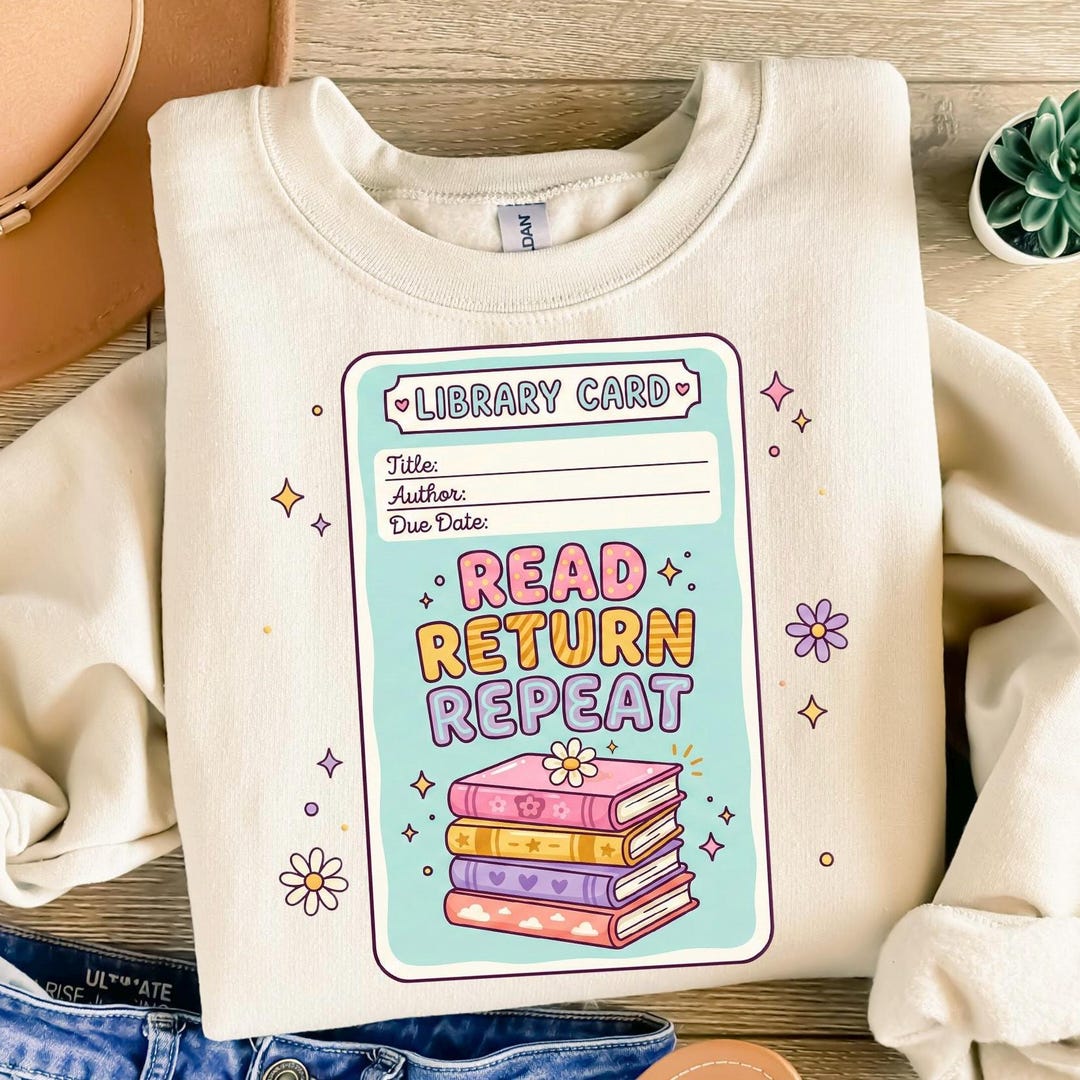 Read Return Repeat Library Card PNG, Cute Pastel Book Lover Clipart ...