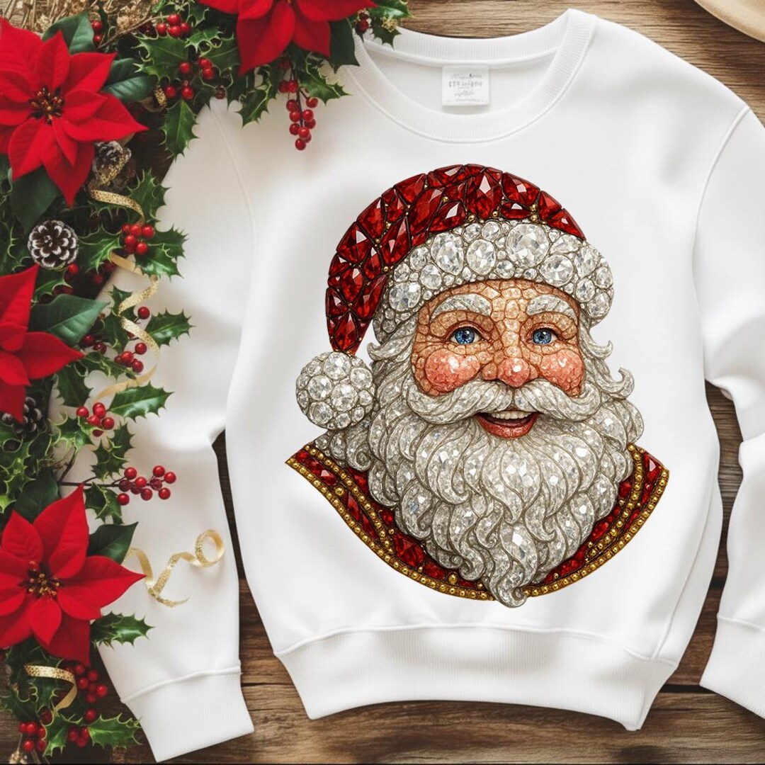 Gemstone Santa PNG, Sparkling Crystal Santa Clipart, Jewel Encrusted ...