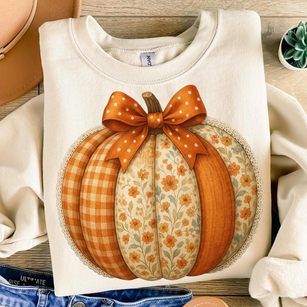Vintage Floral Pumpkin PNG: Cottagecore Autumn Clipart (digital ...