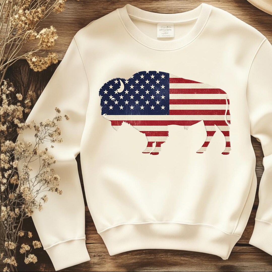 Buffalo American Flag PNG | Patriotic Bison Sublimation Design | Rustic ...