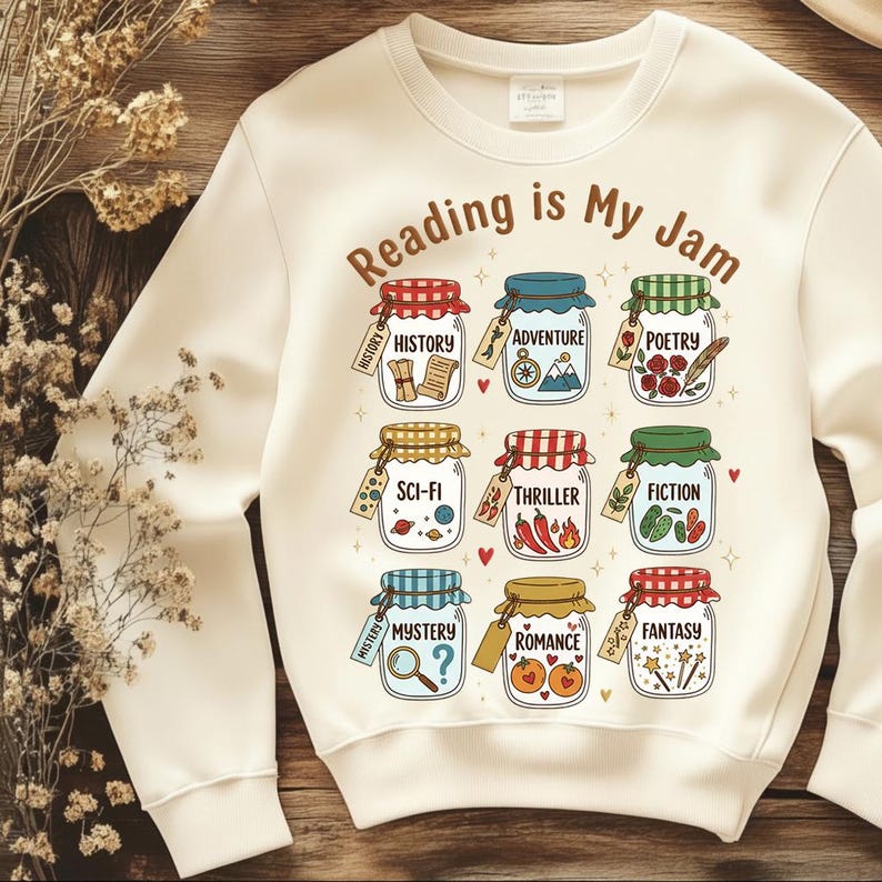 Reading is My Jam PNG | Cute Jam Jars Book Genres Clipart | Reading ...
