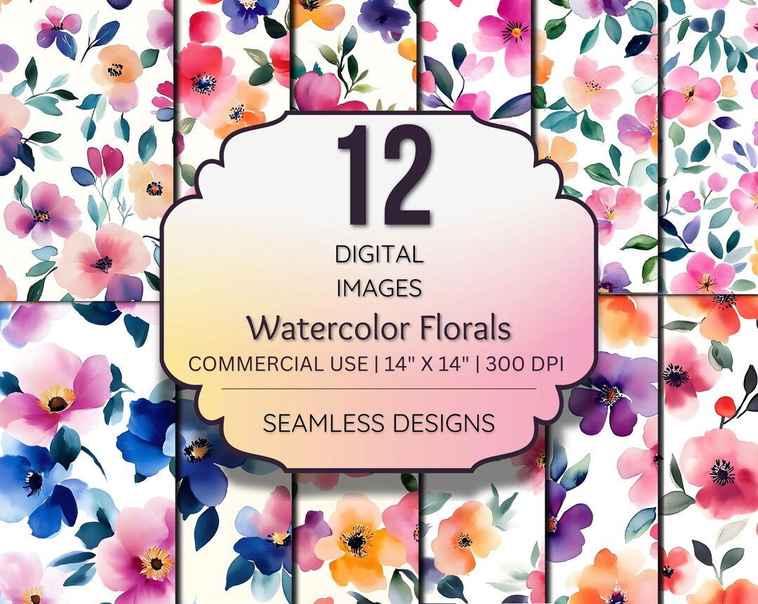 Watercolor Floral Digital Paper, Seamless Wildflower Patterns, Hand ...