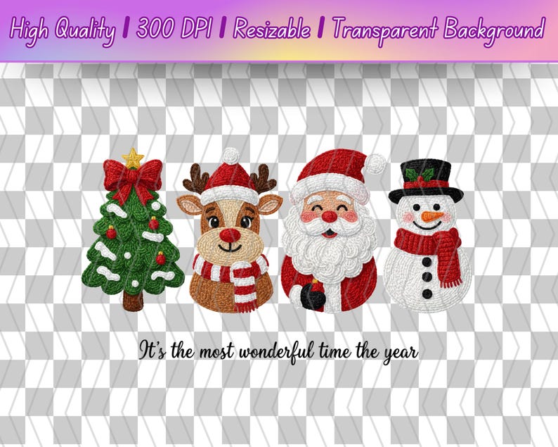 Tufted Yarn Christmas PNG, Santa Reindeer Snowman Tree Clipart, It’s ...