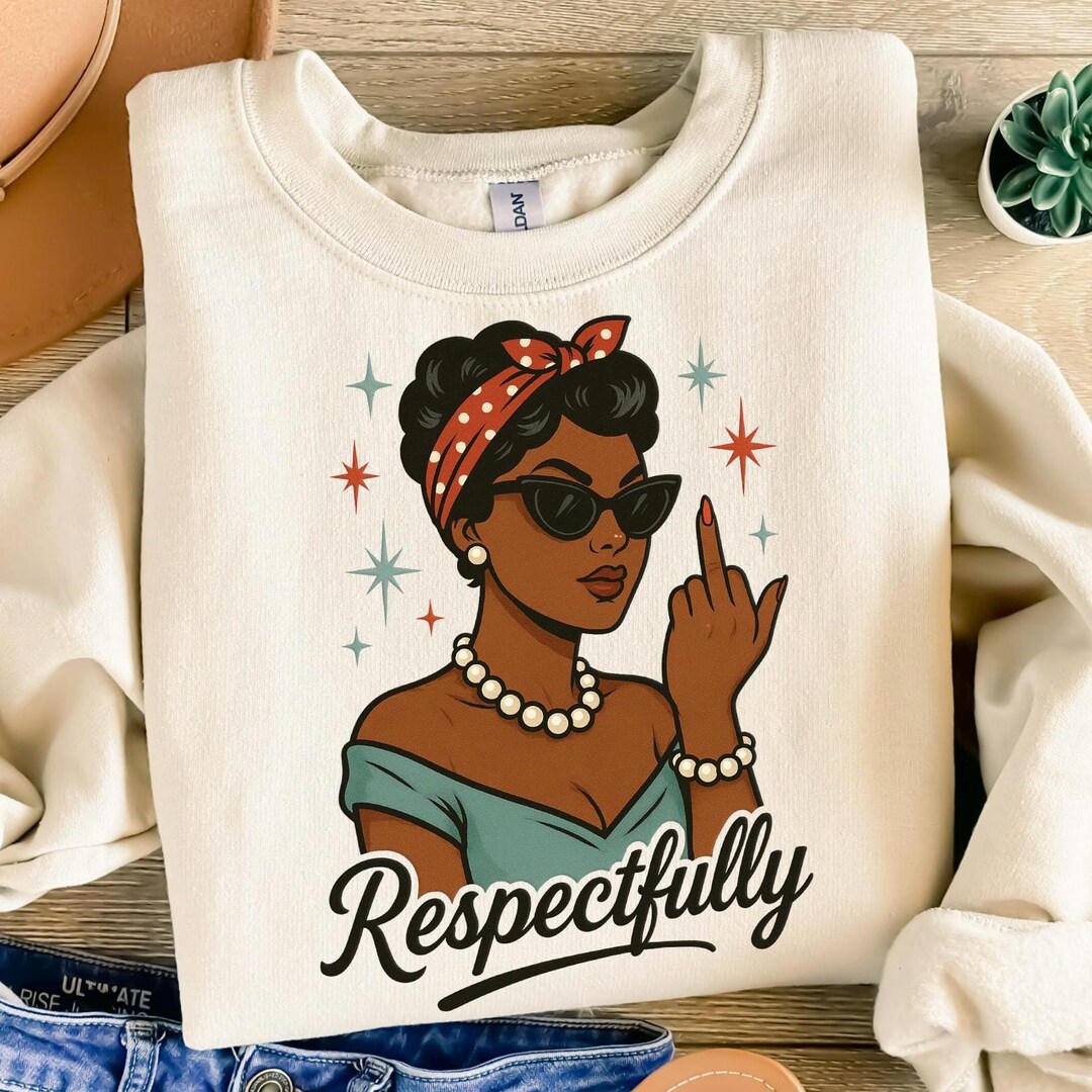 Retro Black Woman PNG, Respectfully Middle Finger, Vintage Attitude ...