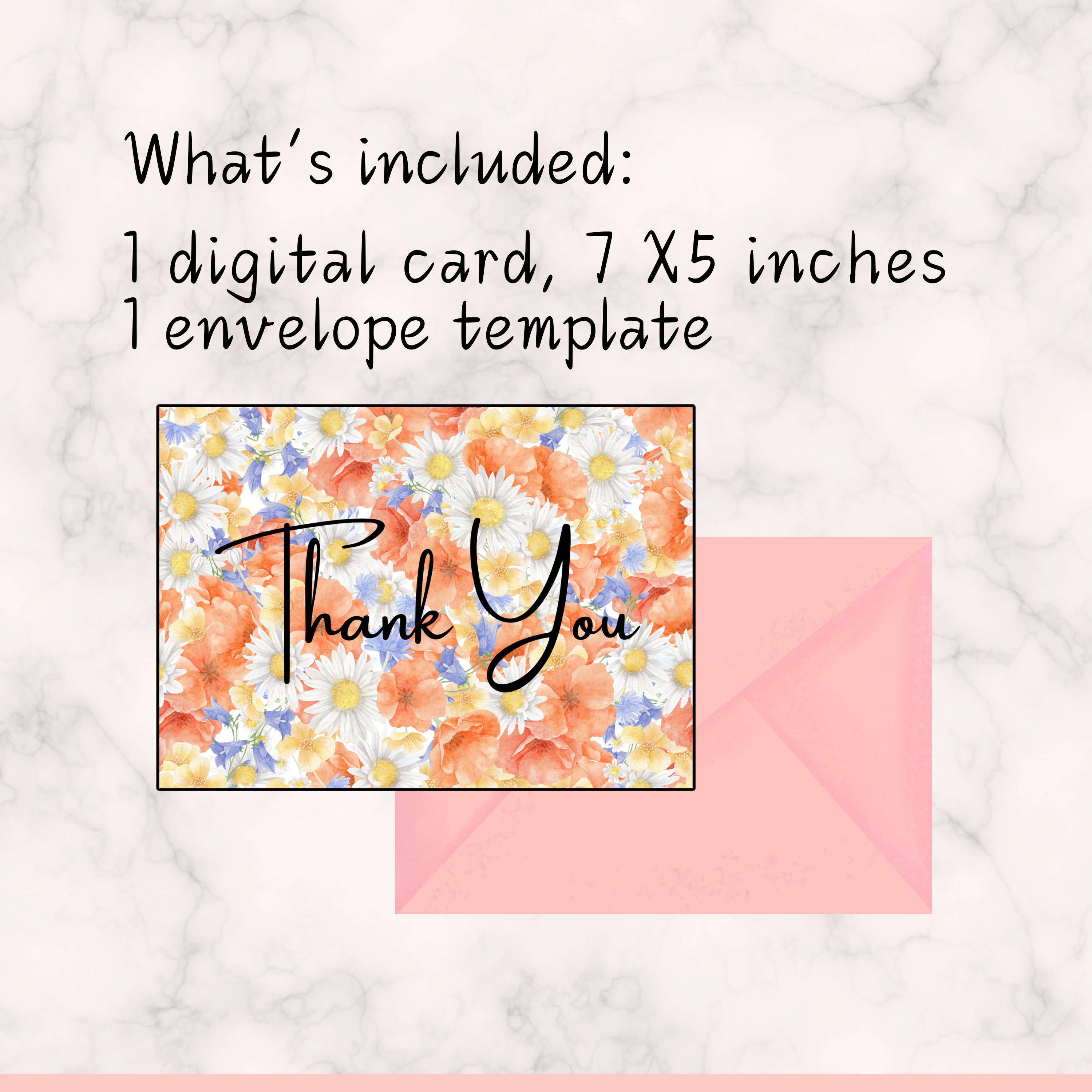 Digital Thank You Card Printable Thank You Card Flower Gratitude Card ...