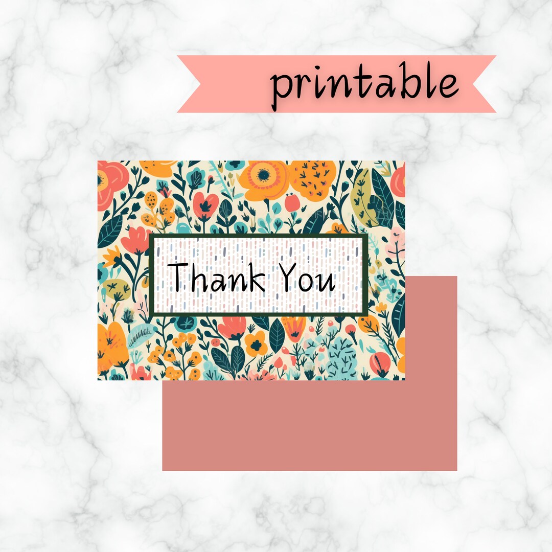 Printable Digital Floral Gratitude Card for Friends With Envelope ...