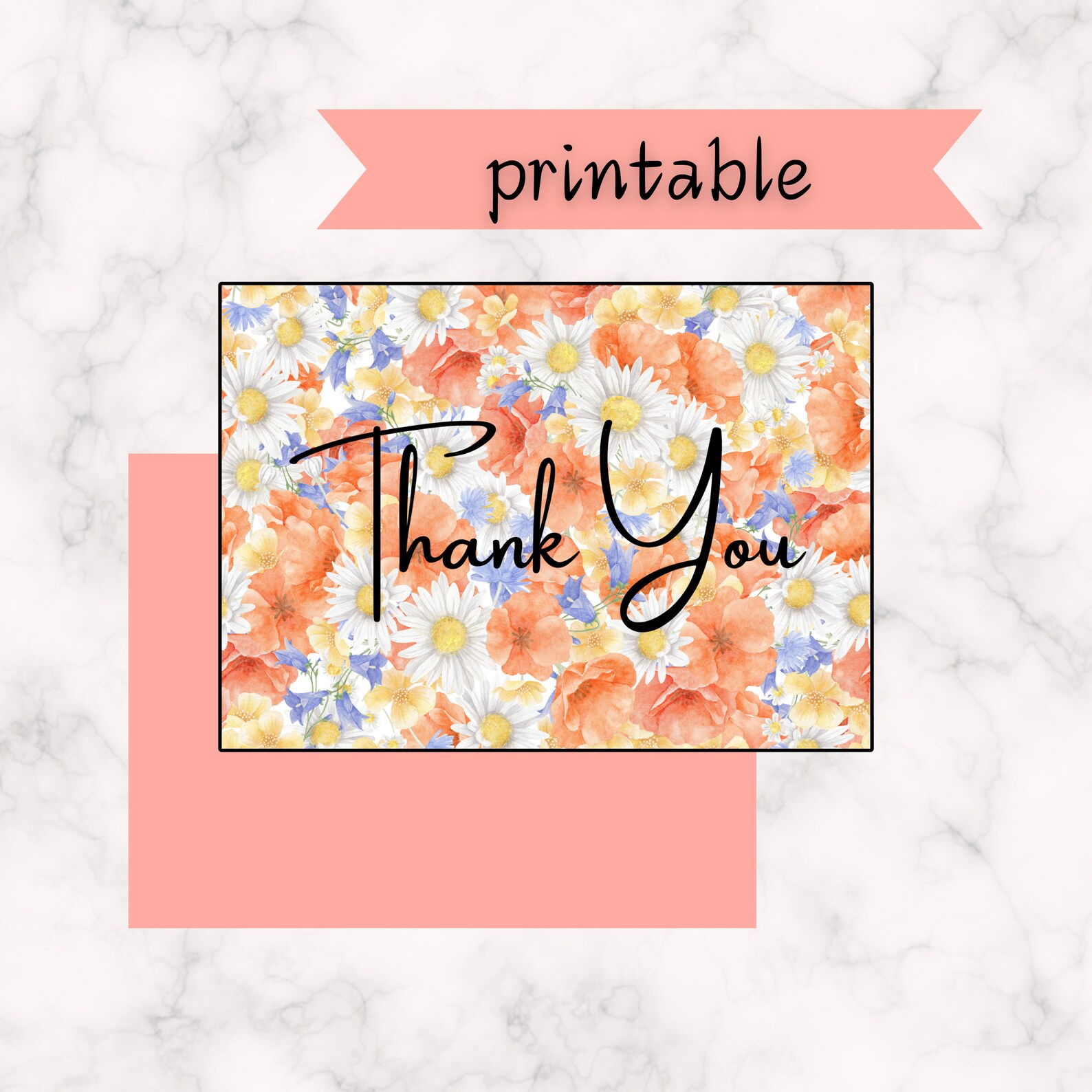 Digital Thank You Card Printable Thank You Card Flower Gratitude Card ...