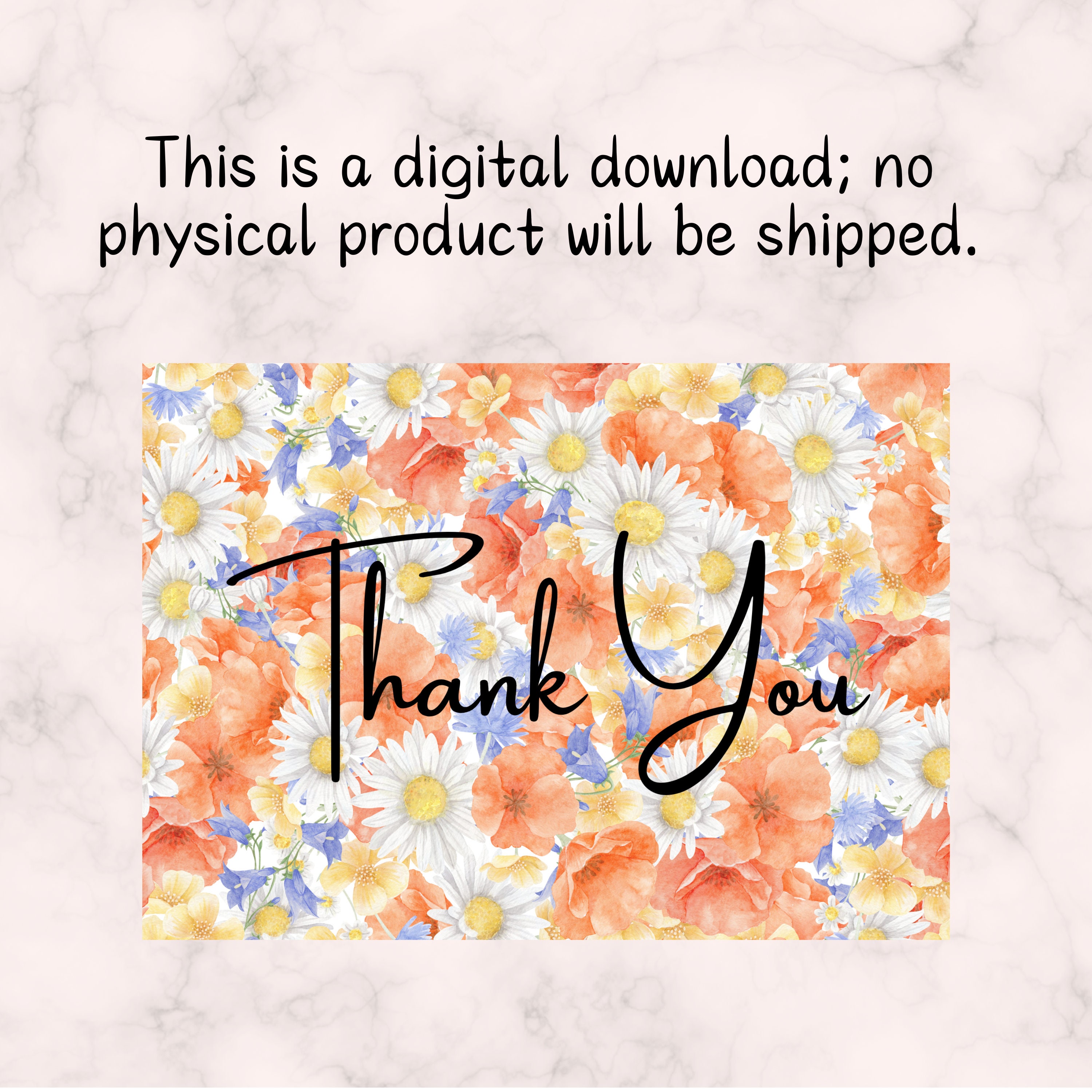 Digital Thank You Card Printable Thank You Card Flower Gratitude Card ...